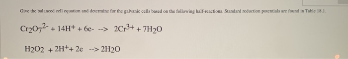 Solved Give the balanced cell equation and determine for the | Chegg.com