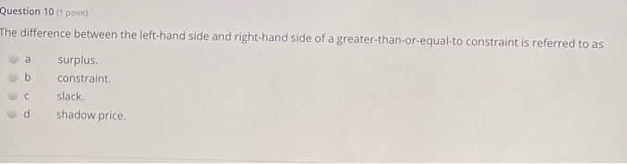Solved Question 10 (1 point) The difference between the | Chegg.com