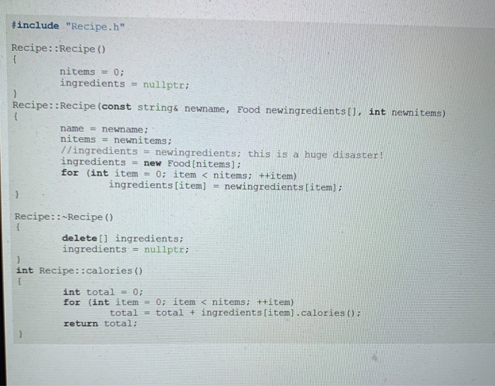 Solved Create a class named Recipe. Its constructor accepts | Chegg.com
