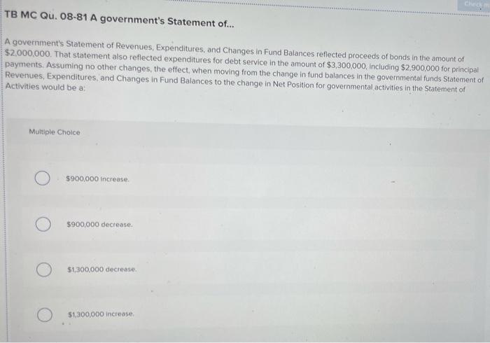 Solved TB MC Qu. 08-65 When converting from fund-basis | Chegg.com