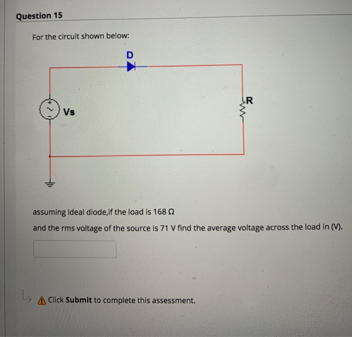 Solved Question 15 For the circuit shown below: D w Vs | Chegg.com