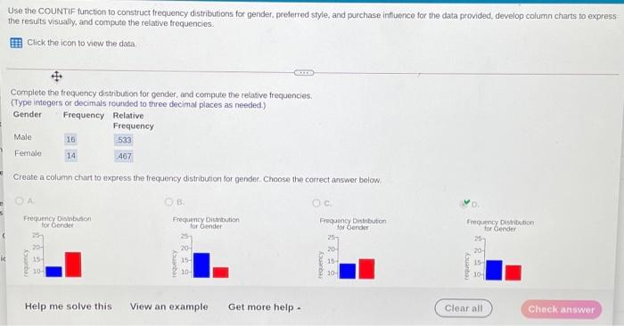 Solved Use the COUNTIF function to construct frequency | Chegg.com