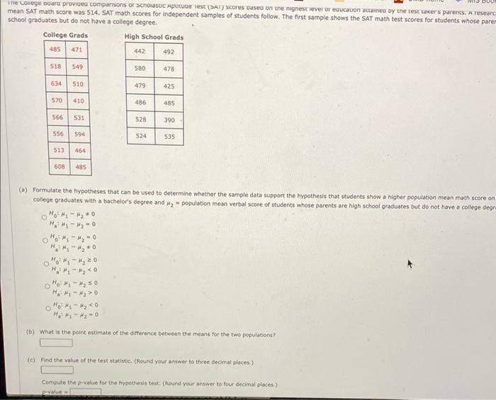 Solved the couege board provide comparisons or choic aute | Chegg.com