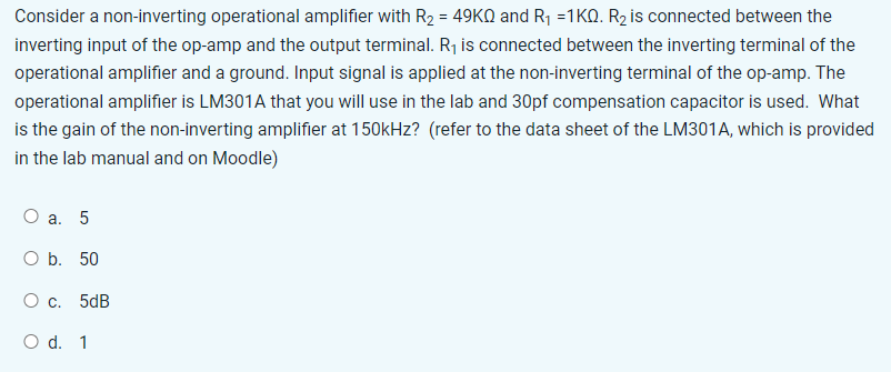 Solved Consider a non-inverting operational amplifier with | Chegg.com