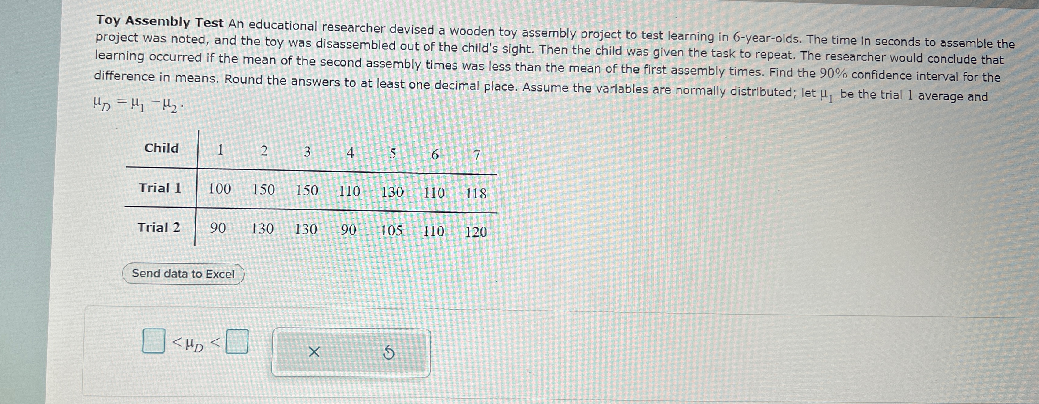 Solved Toy Assembly Test An educational researcher devised a | Chegg.com