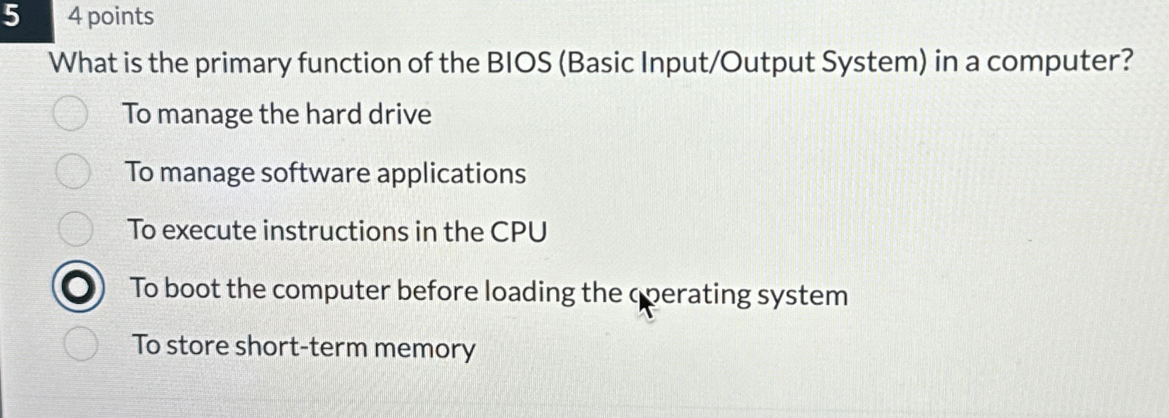 Solved 54 ﻿pointsWhat is the primary function of the BIOS | Chegg.com
