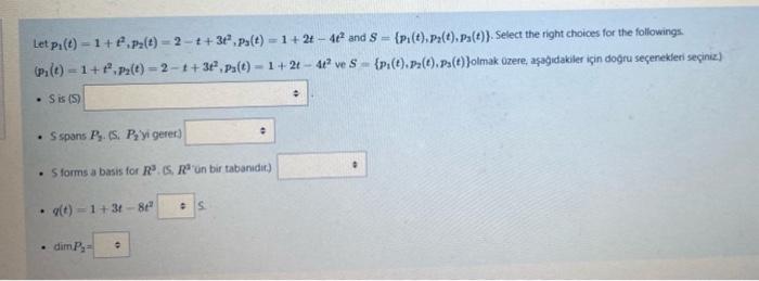 Solved Let p1(t)=1+t2,p2(t)=2−t+3t2,p2(t)=1+2t−4t2 and | Chegg.com