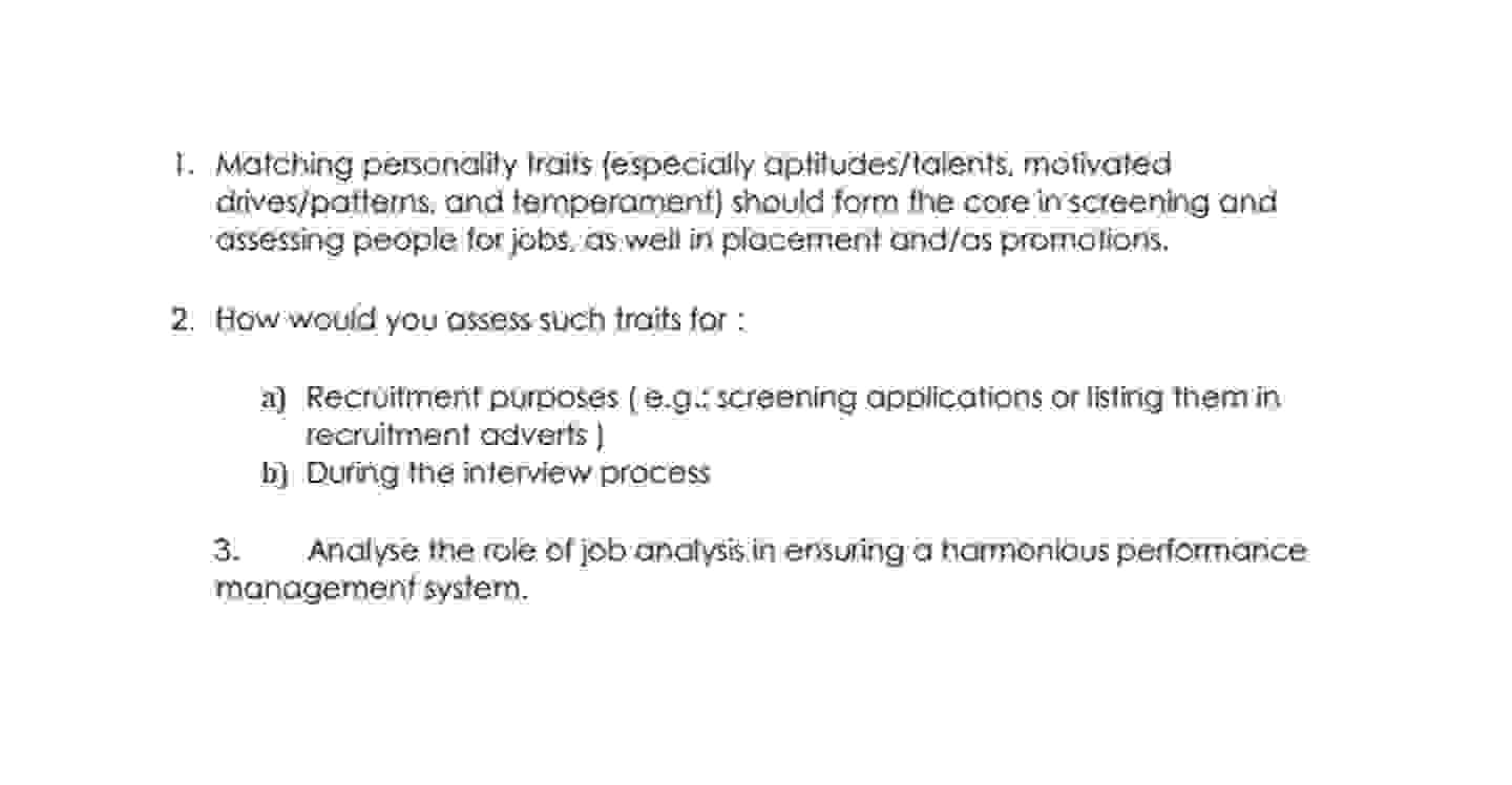 Solved Matching personality traits fespecially | Chegg.com