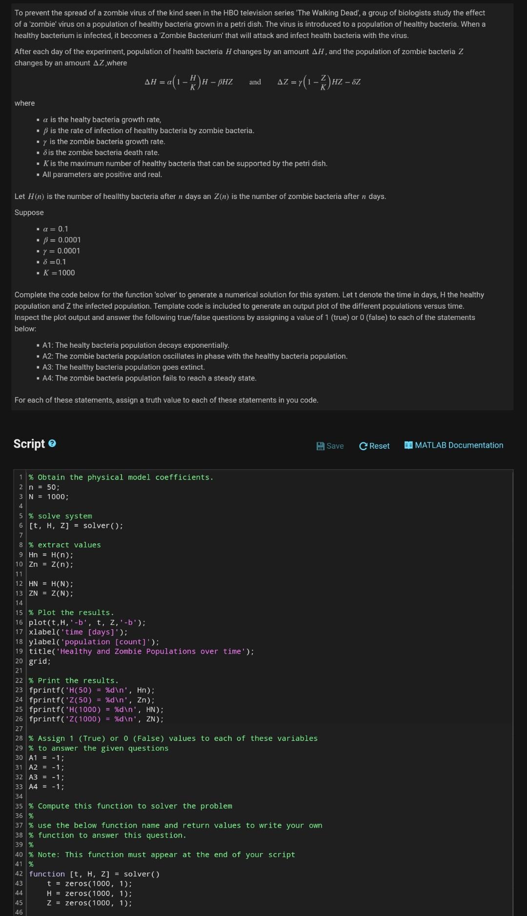 Solved To prevent the spread of a zombie virus of the kind | Chegg.com