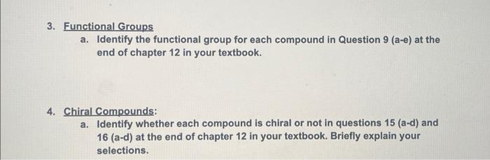 Solved 3. Functional Groups a. Identify the functional group | Chegg.com