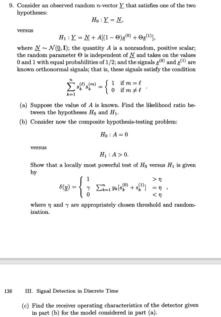 Solved This is a question from my detection and estimation | Chegg.com