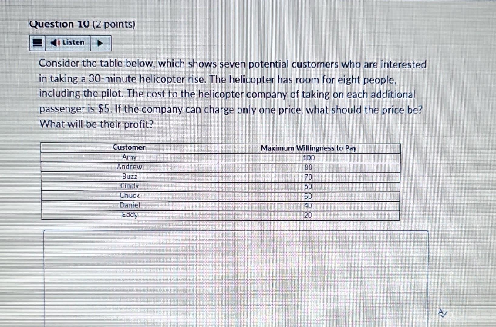 Solved Consider the table below, which shows seven potential | Chegg.com
