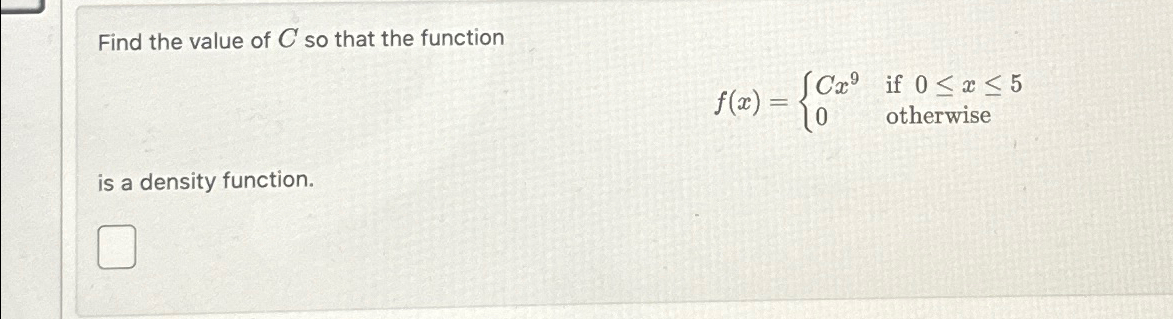 Solved Find the value of C ﻿so that the | Chegg.com
