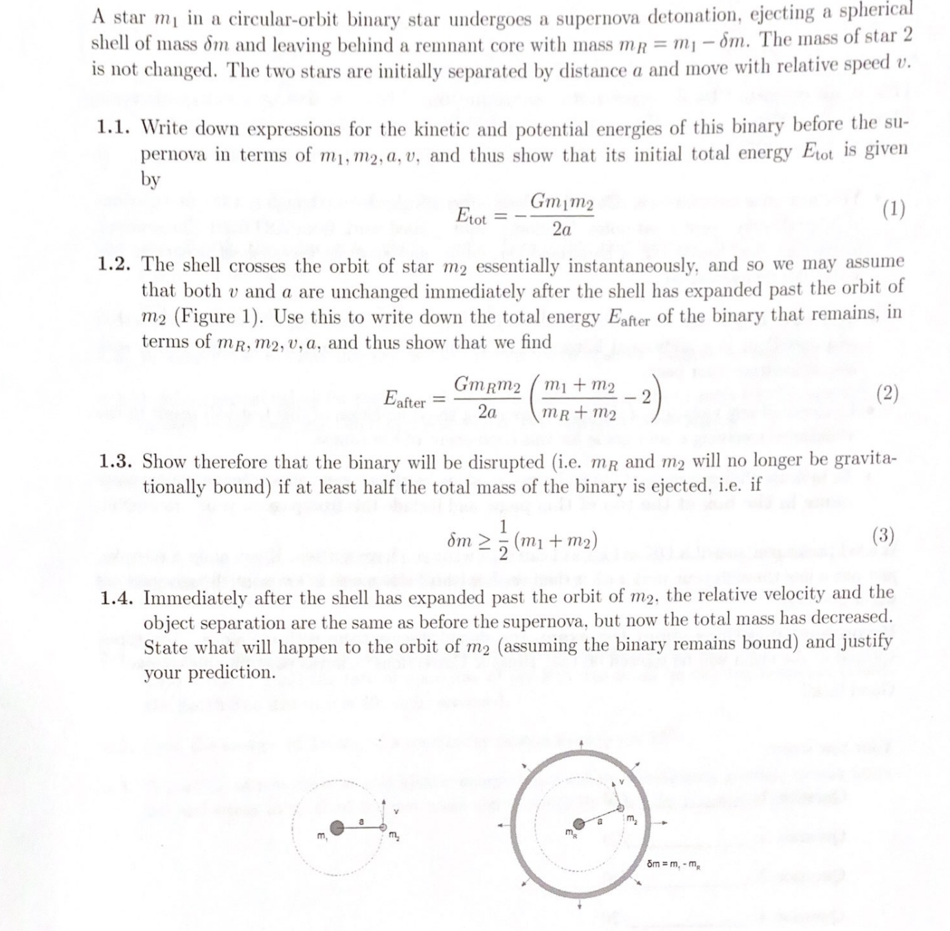Solved A star m1 ﻿in a circular-orbit binary star undergoes | Chegg.com
