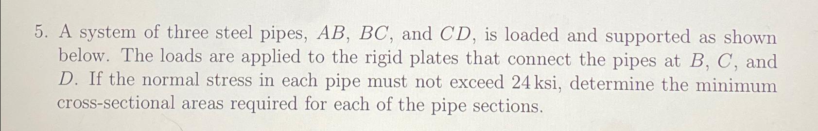 Solved A system of three steel pipes, AB,BC, and CD, is | Chegg.com