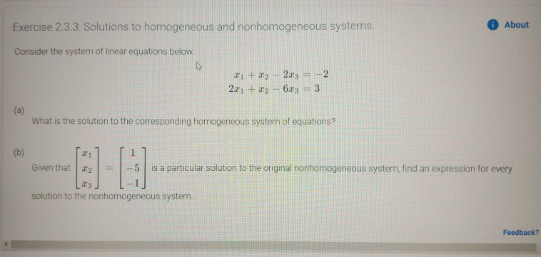 Solved Exercise 2.3.3: Solutions to homogeneous and | Chegg.com