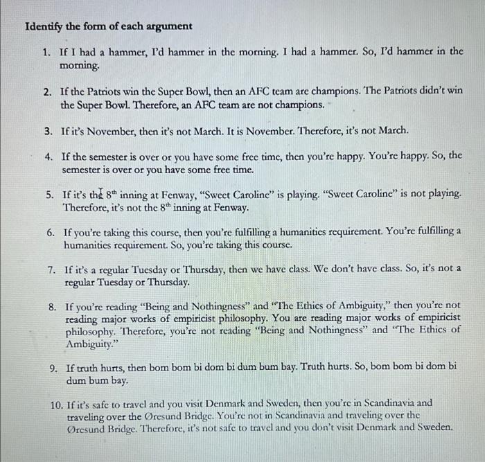 Solved For eg, Modus Ponens, Modus Tollens, Hypothetical | Chegg.com