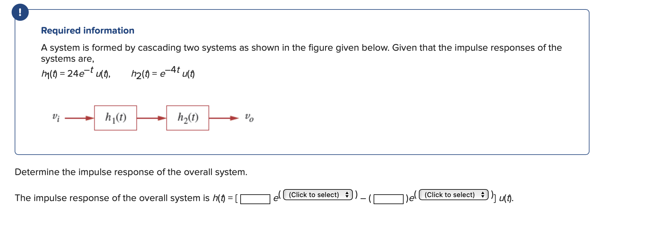 Solved Required informationA system is ﻿formed by ﻿cascading | Chegg.com
