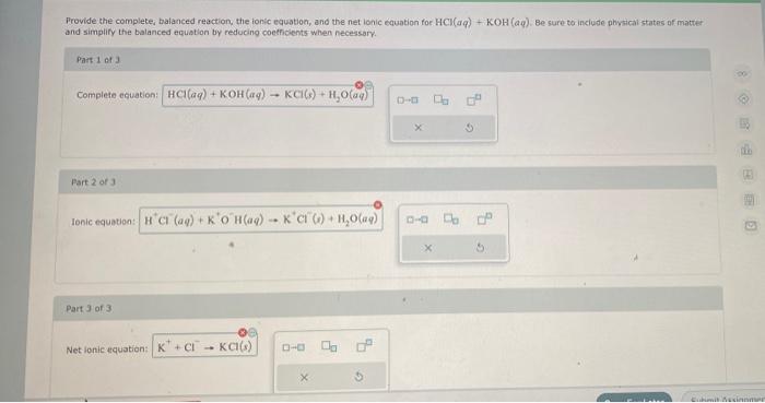 Solved Provide the complete, balanced reaction, the ionic | Chegg.com