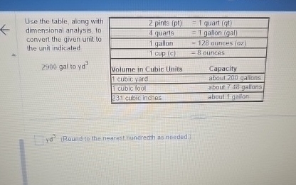 Solved Use the table, along with dimensional analysis, to | Chegg.com