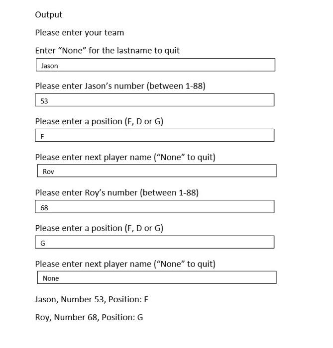 Solved Create a sports team of players, using Player.java. | Chegg.com