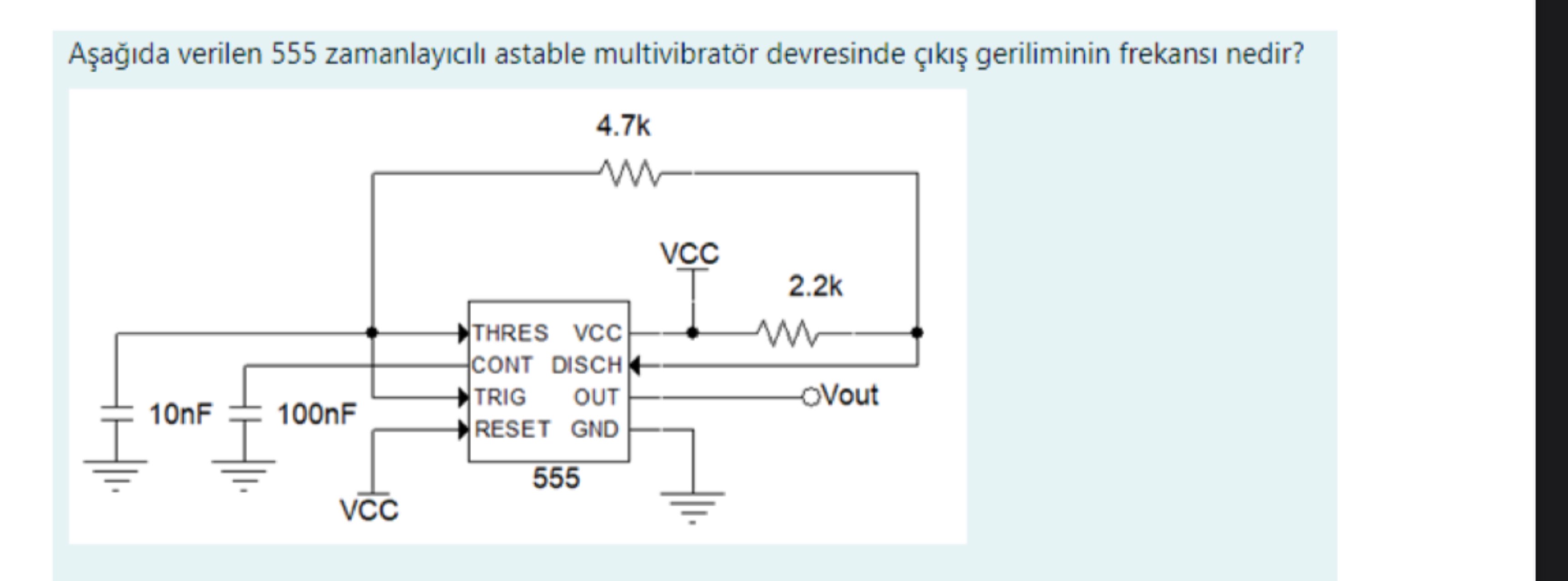 Solved Aşağıda verilen 555 ﻿zamanlayıcılı ﻿astable | Chegg.com