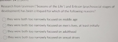 Solved Research from Levinson ("Seasons of the Life") ﻿and | Chegg.com