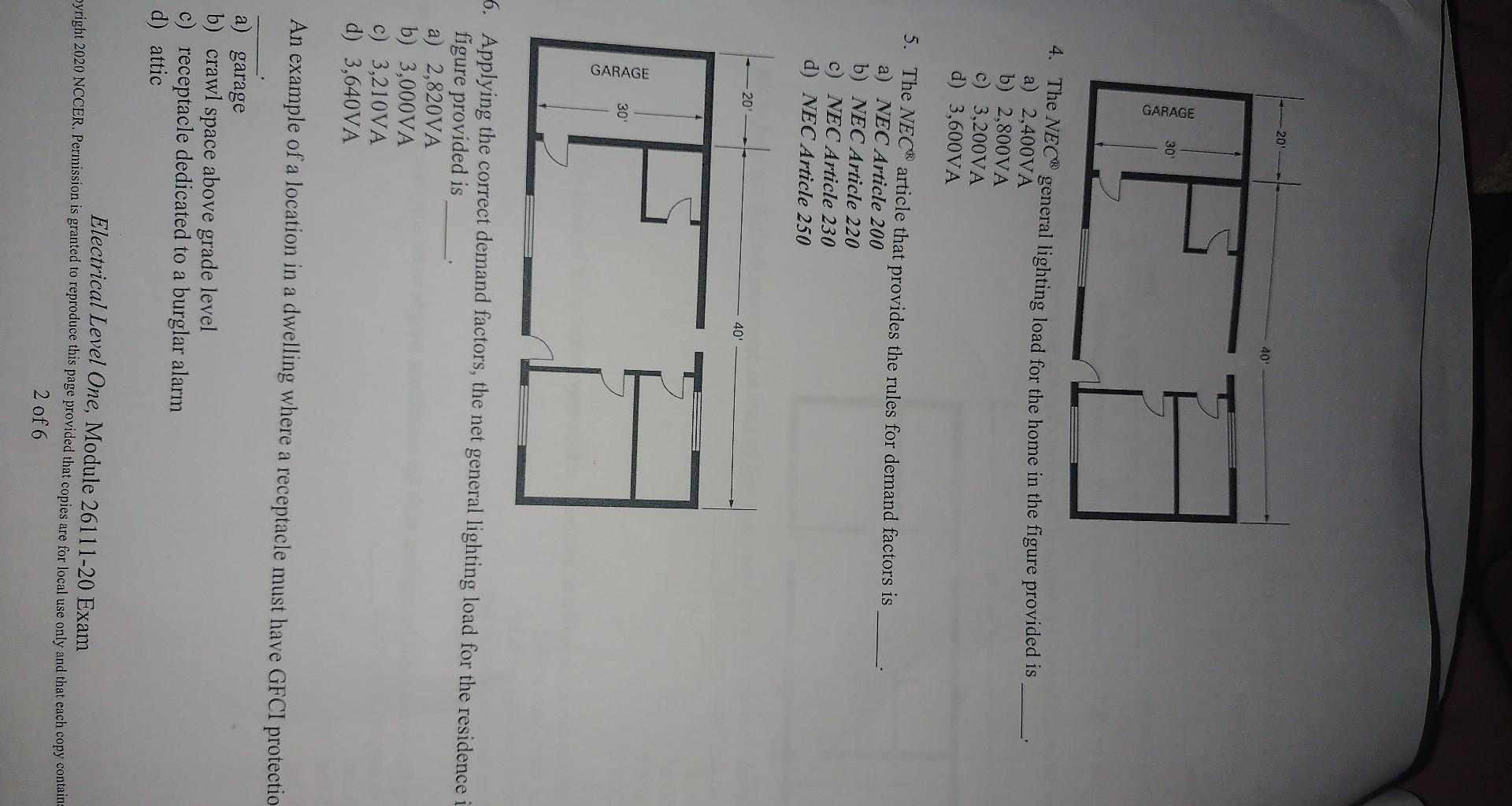 Solved 4. The NEC(B) general lighting load for the home in | Chegg.com