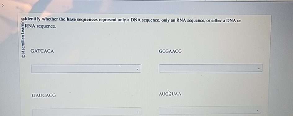Solved Moldentify whether the base sequences represent only | Chegg.com