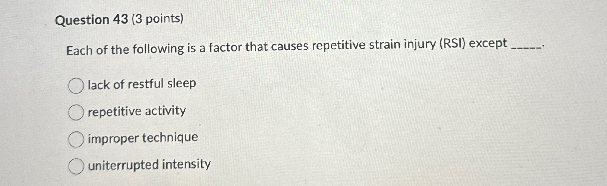 Solved Question 43 (3 ﻿points)Each of the following is a | Chegg.com