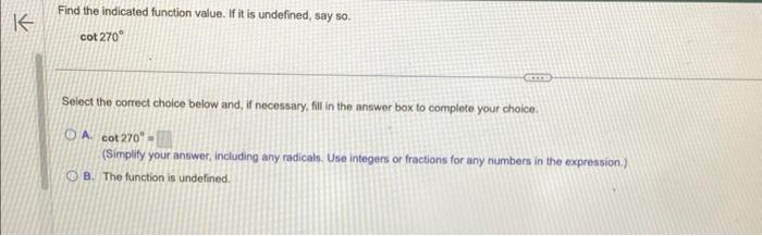 Solved Find the indicated function value. If it is | Chegg.com