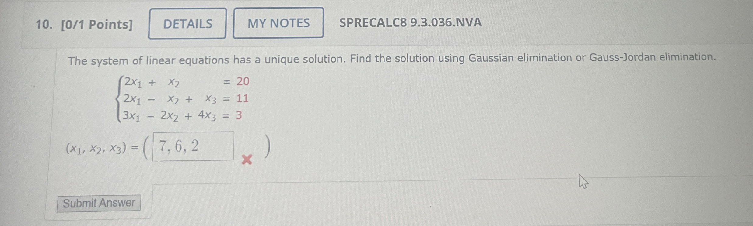 Solved [0/1 ﻿Points]SPRECALC8 9.3.036.NVAThe system of | Chegg.com