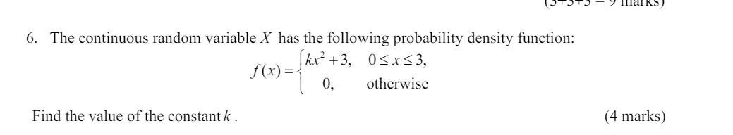 Solved The continuous random variable x ﻿has the following | Chegg.com