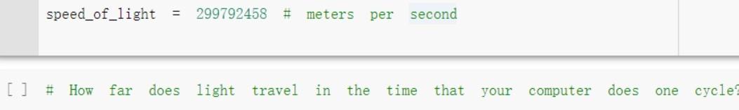 Solved speed_of_light 299792458 日 meters per second [] 11 | Chegg.com