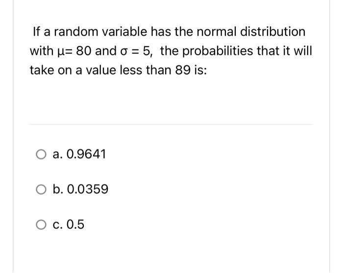 Solved If a random variable has the normal distribution with | Chegg.com