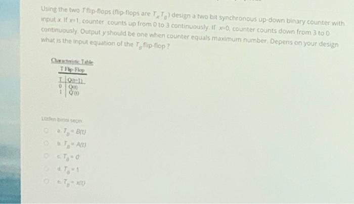 Solved Using the two Thip-flops Chip flops are to design a | Chegg.com