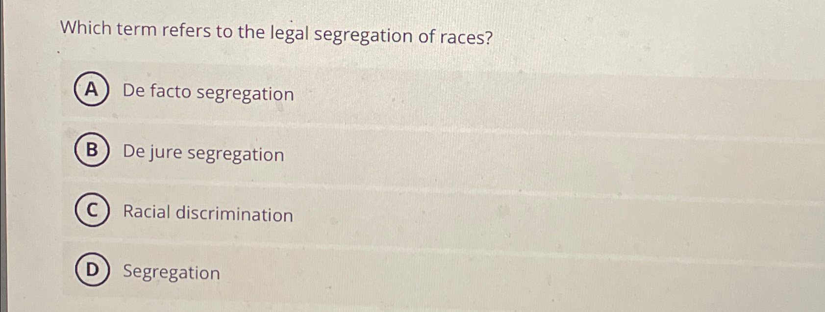 Solved Which term refers to the legal segregation of | Chegg.com