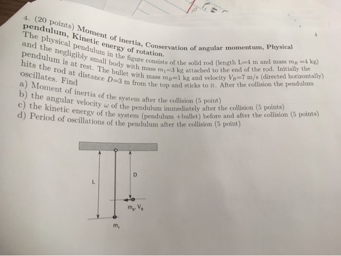 Solved 4 20 Points Moment Of Inertia Conservation Of
