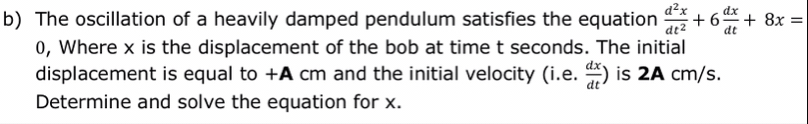 Solved b) ﻿The oscillation of a heavily damped pendulum | Chegg.com