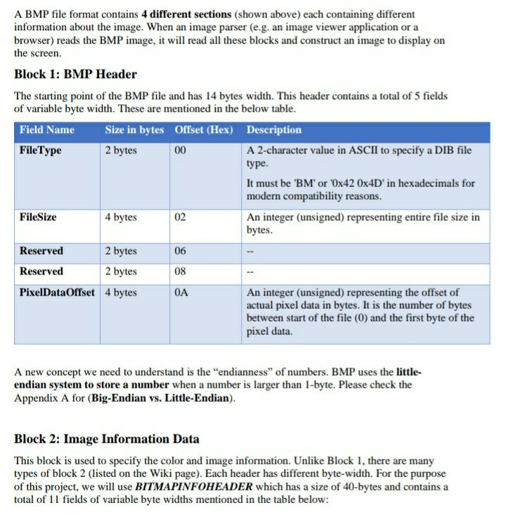 For this program, you will implement a BMP image | Chegg.com
