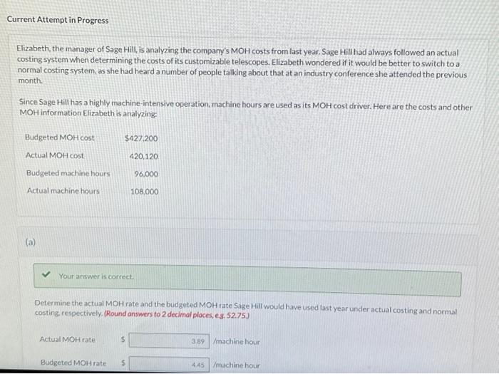 Solved Elizabeth, the manager of Sage Hill, is analyzing the | Chegg.com