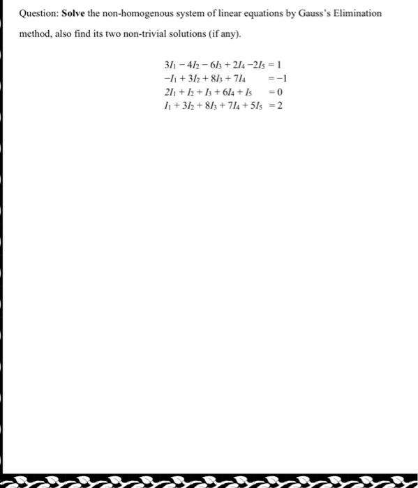 Question: Solve the non-homogenous system of linear | Chegg.com