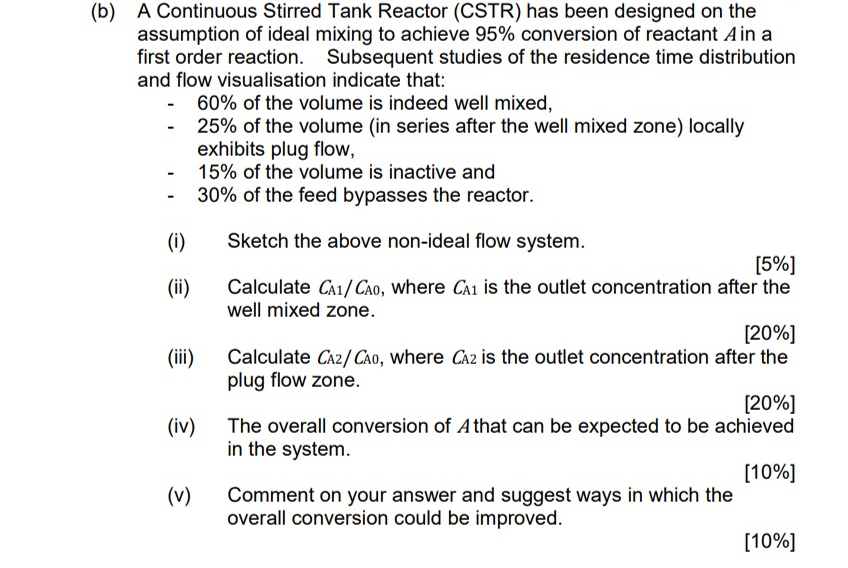 (b) ﻿A Continuous Stirred Tank Reactor (CSTR) ﻿has | Chegg.com