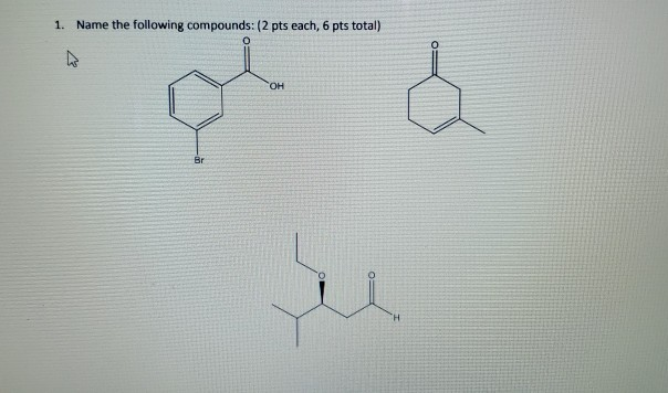 Solved 1. Name the following compounds: (2 pts each, 6 pts | Chegg.com