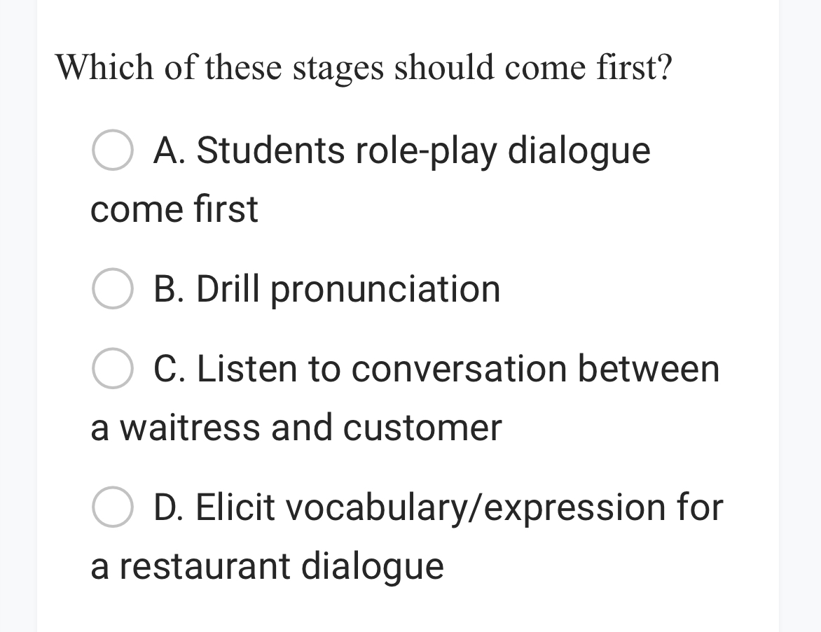 Which of these stages should come first?A. ﻿Students | Chegg.com