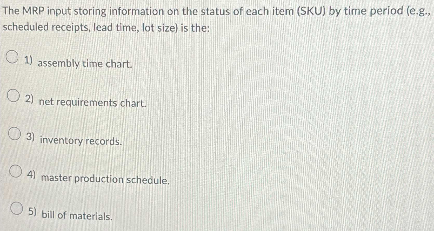 Solved The MRP input storing information on the status of | Chegg.com