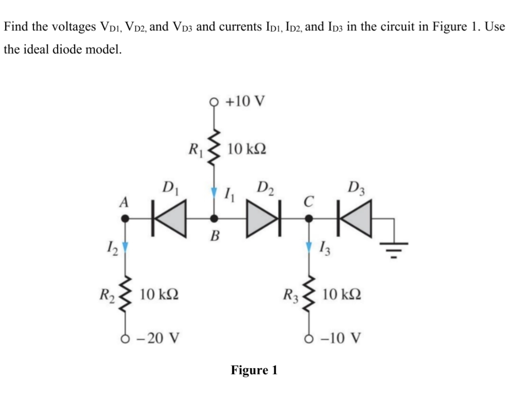 Solved Find the voltages VD1,VD2, ﻿and VD3 ﻿and currents | Chegg.com