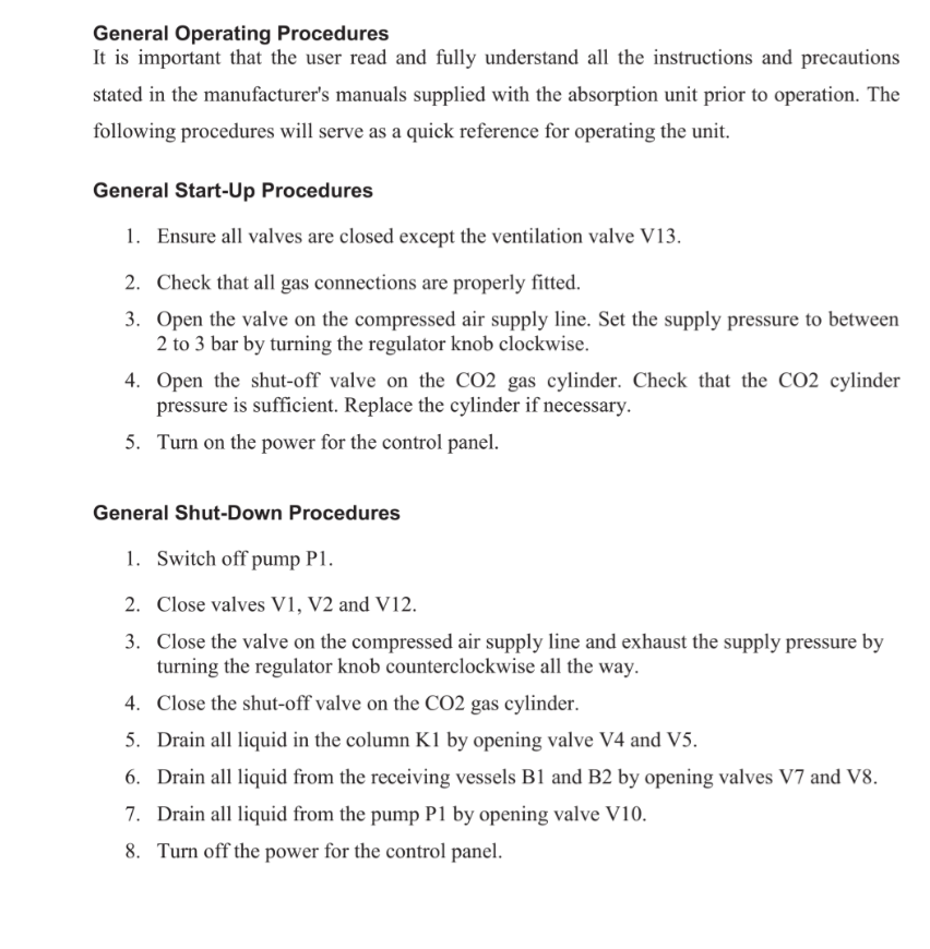 General Operating Procedures It is important that the | Chegg.com