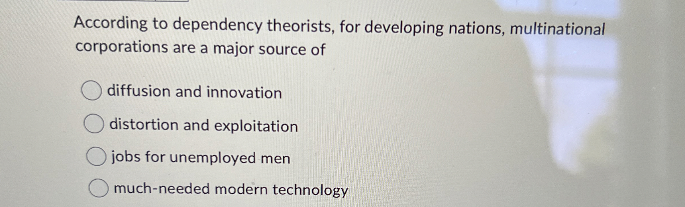 Solved According to dependency theorists, for developing | Chegg.com