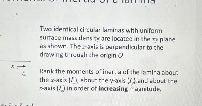 Solved E. I X→>>> Two identical circular laminas with | Chegg.com